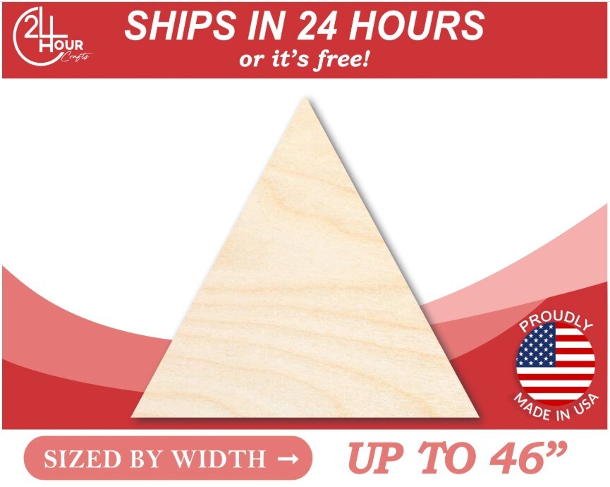 Unfinished Wooden Triangle Shape - Craft - from 1" up to 46" DIY ...