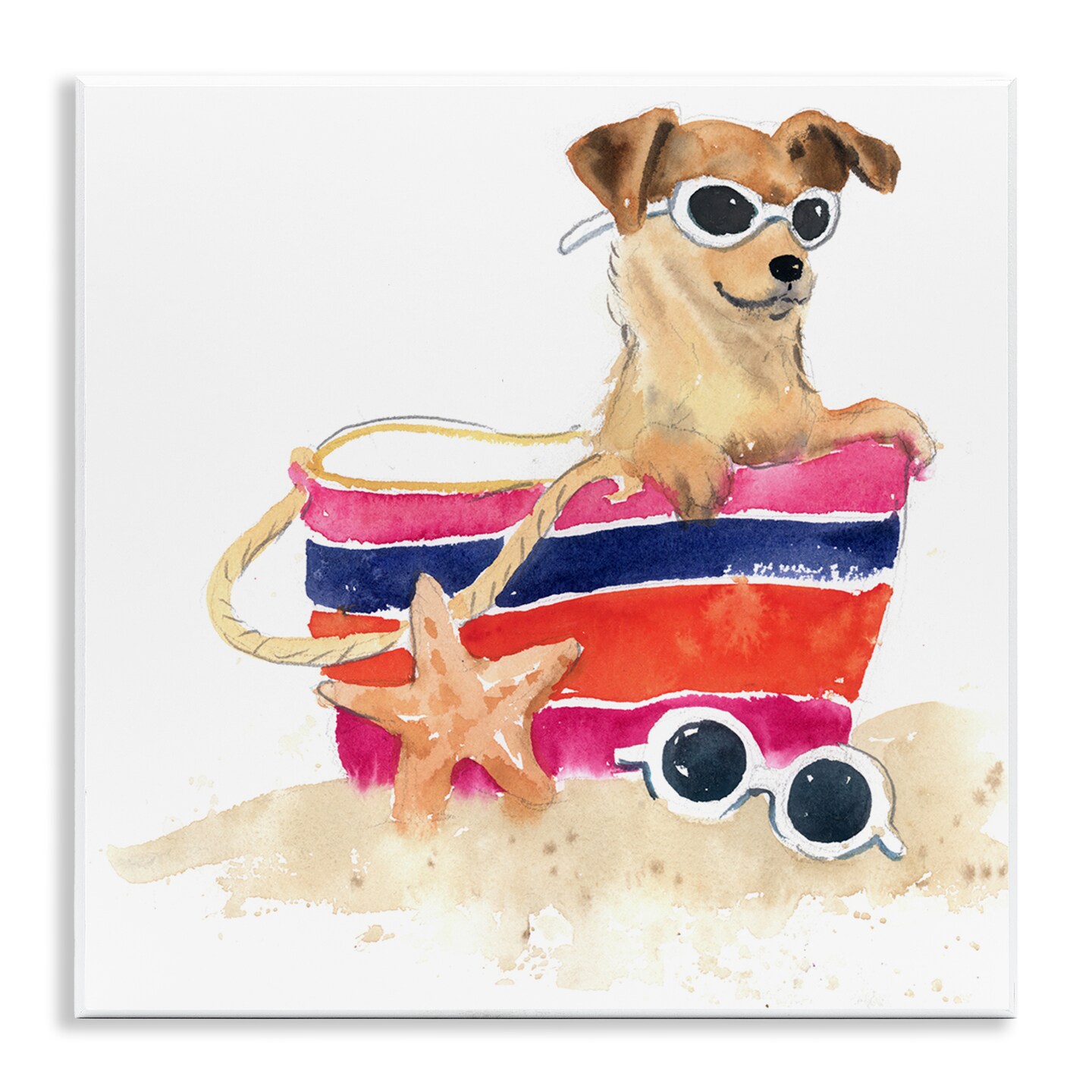 Stupell Industries Sandy Dog in Beach Bag Wall Plaque Art Design by ...