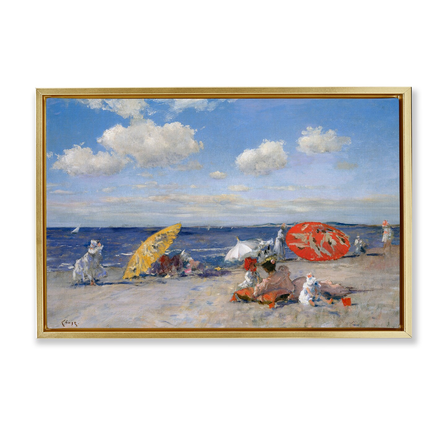 Stupell Industries Classic Beachgoers Scene Framed Floater Canvas Wall ...