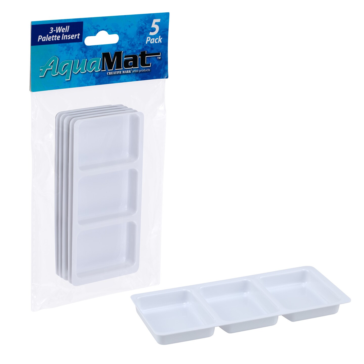 Creative Mark AquaMat 3-Well Palette Insert 5 Pack - Plastic Paint Palette for Artists ...