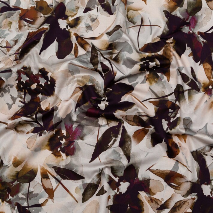 1 Yard Burgundy and White Floral A Drop of Golden Sun Stretch Cotton ...