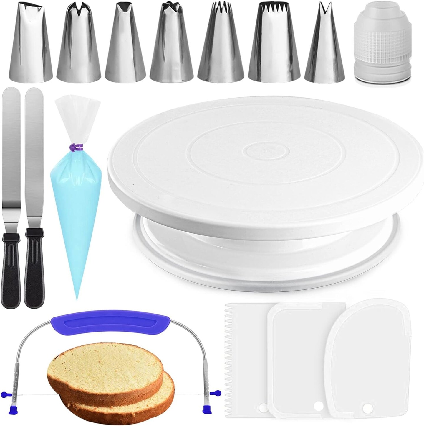 35PCs Cake Turntable and Leveler-Rotating Cake Stand with Non Slip pad ...