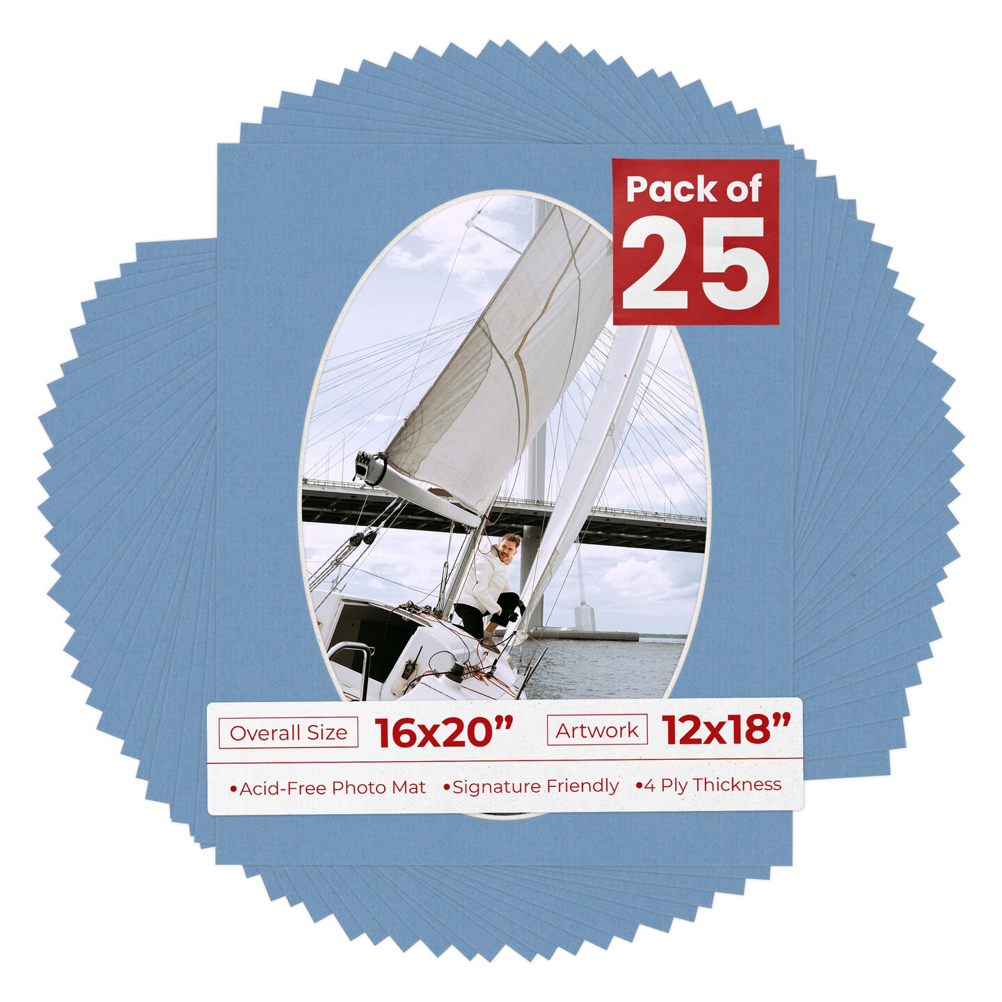 Brittany Blue Mat Board for 16x20 Frames - Oval Opening for 12x18 ...