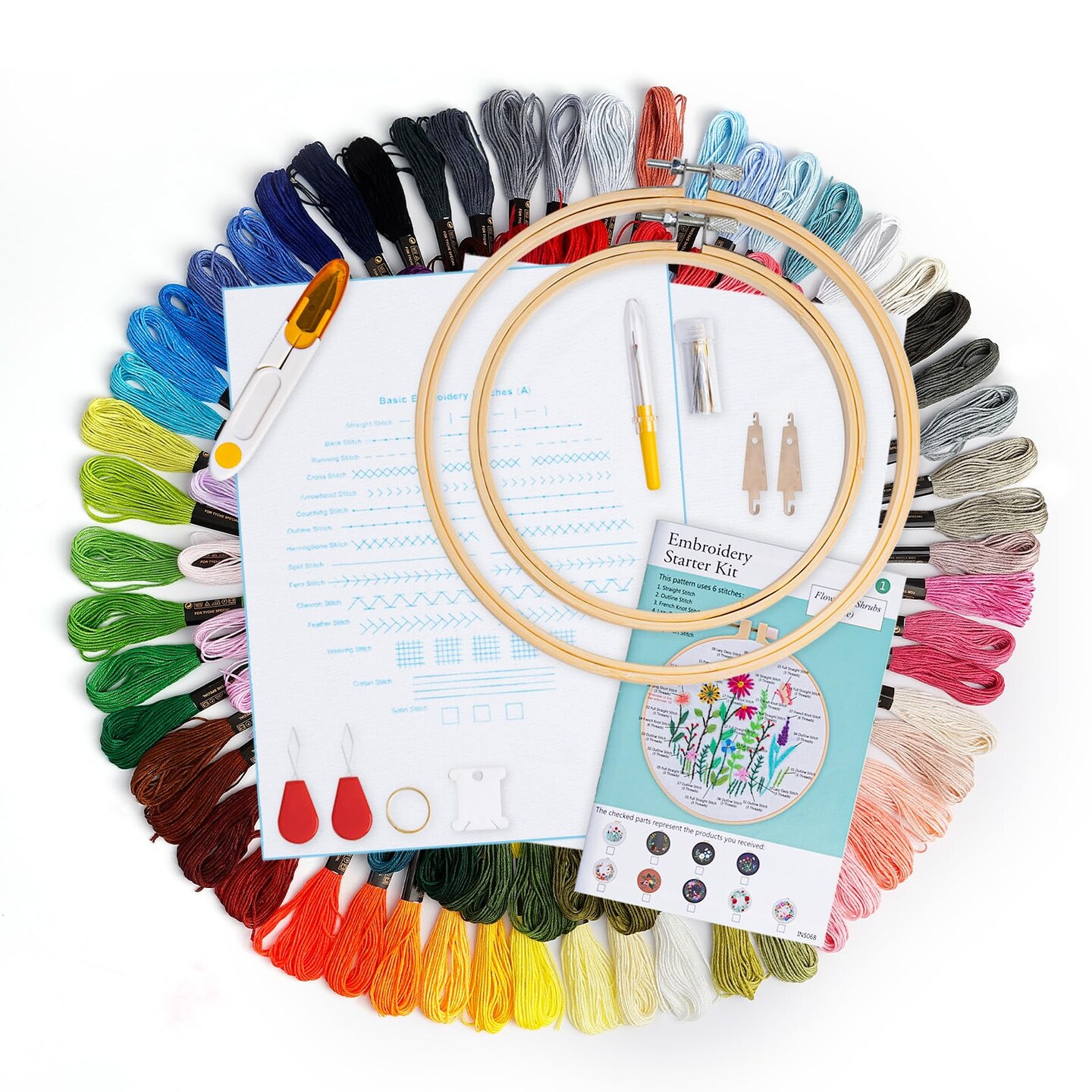 Caydo Embroidery Kit with Water Soluble Embroidery Stabilizer Including ...