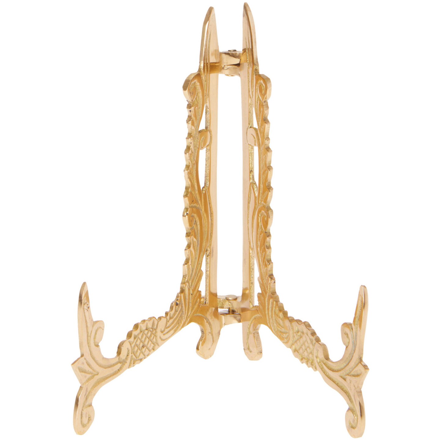Bard's Ornate Hinged Brass Plate Stand, 5" H x 4" W x 3.75" D (For 4 ...