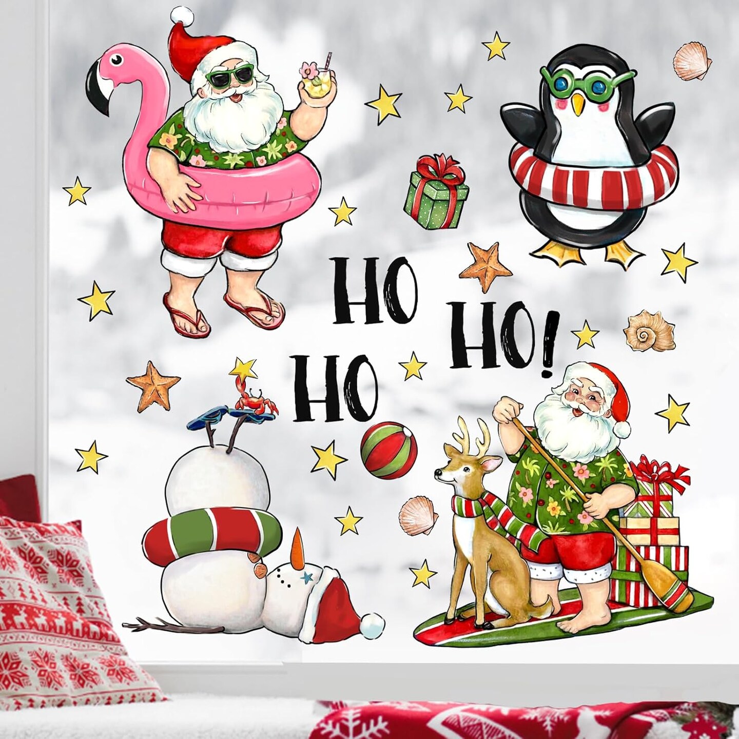4 Sheets Christmas Santa Claus Window Clings | Michaels