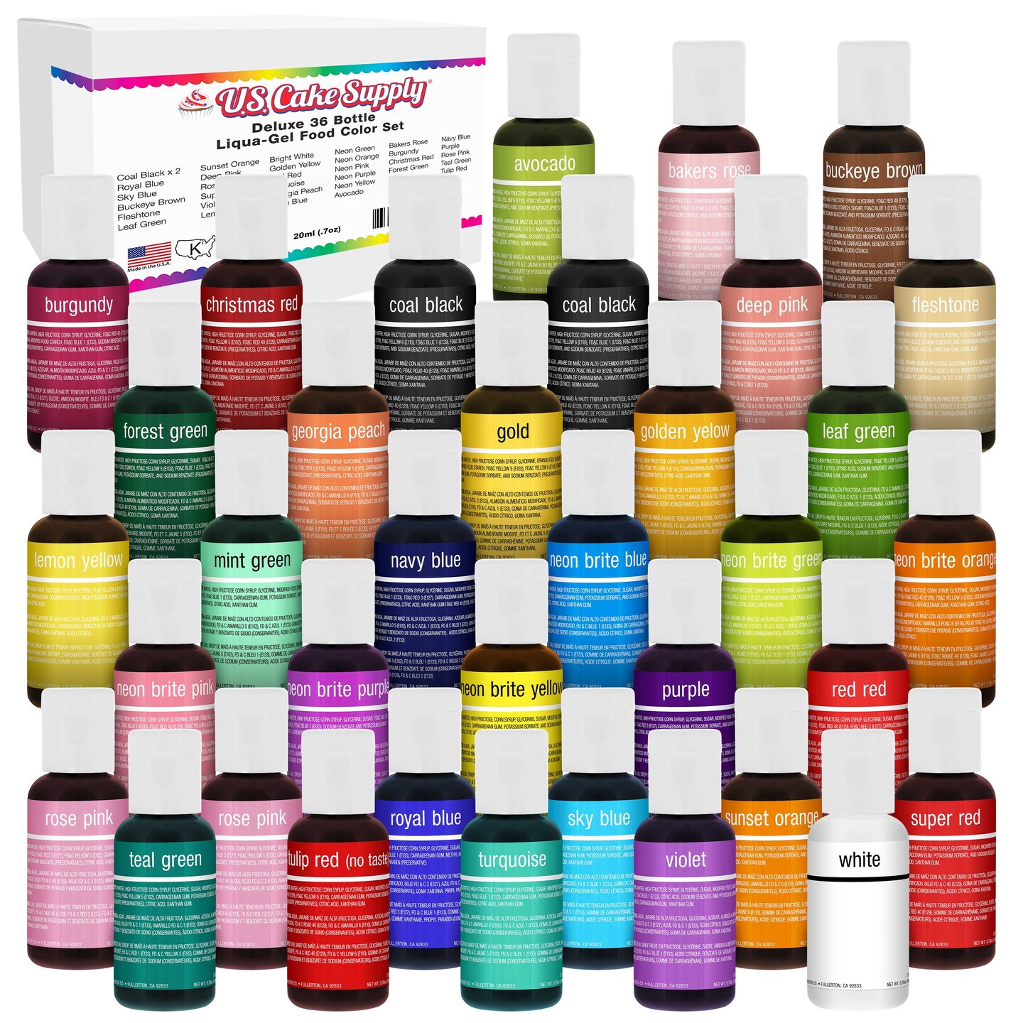 36 Color Cake Food Coloring Liqua-Gel Decorating Baking Master Set of ...