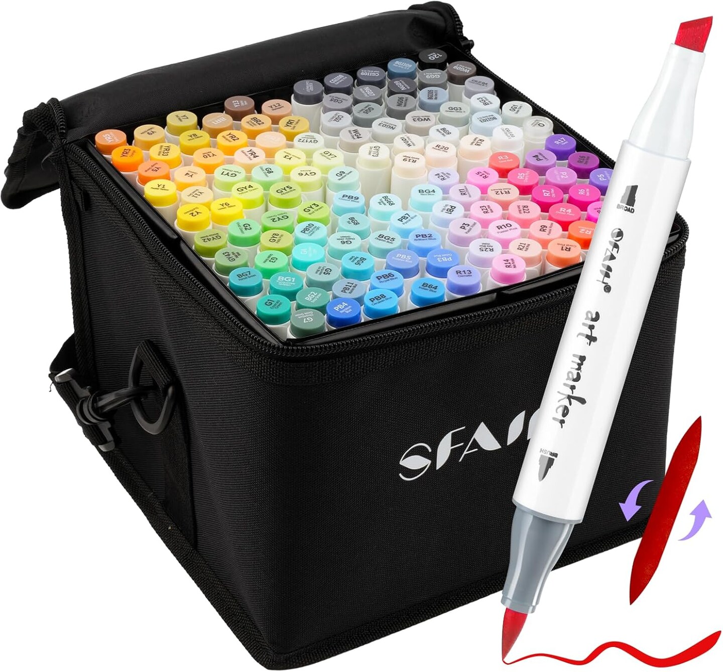 Alcohol Markers Brush & Chisel - 121 Colors Double Tipped Art Markers ...
