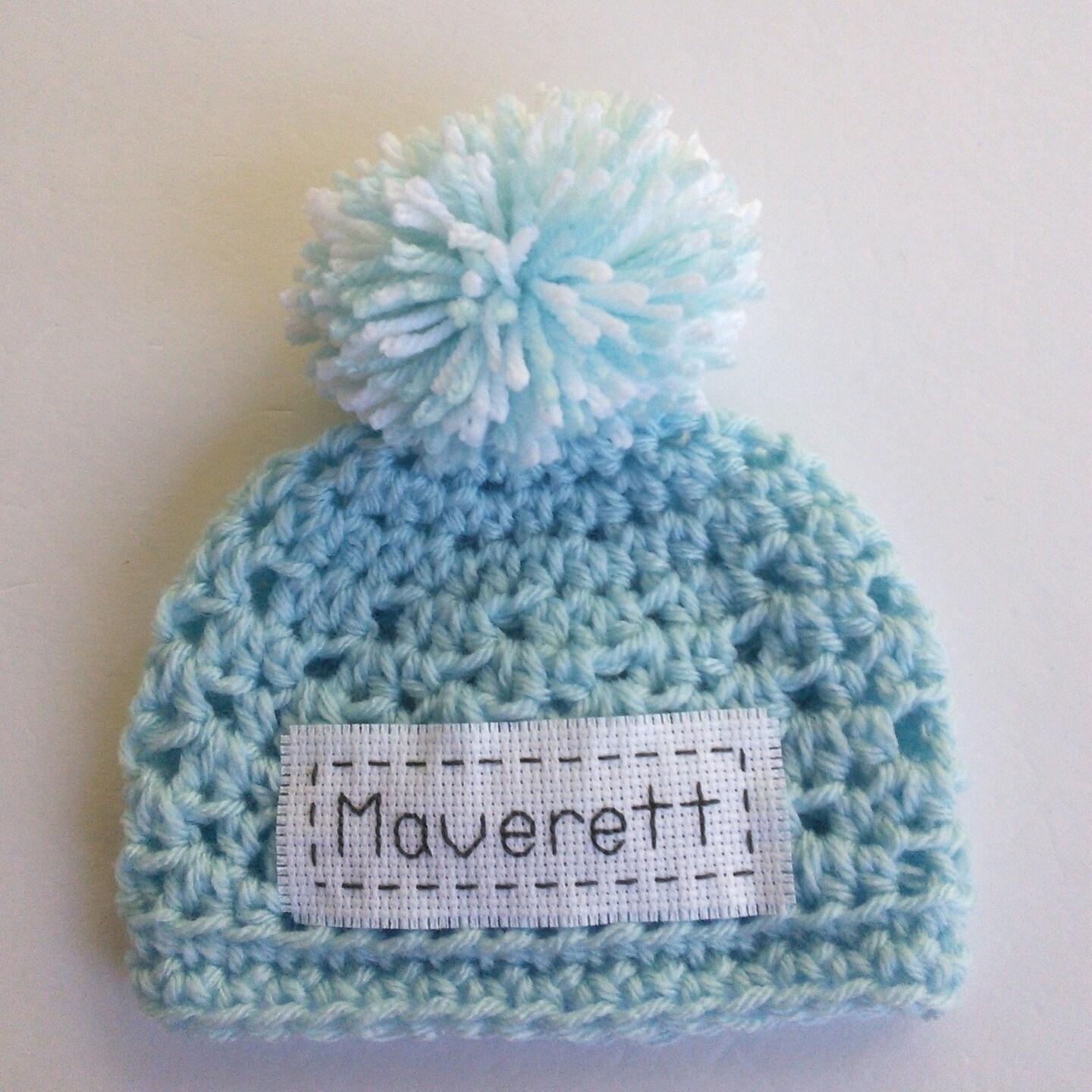 Personalized Baby Shower Gift, Crochet NICU Hat, 47 Colors, Preemie to ...