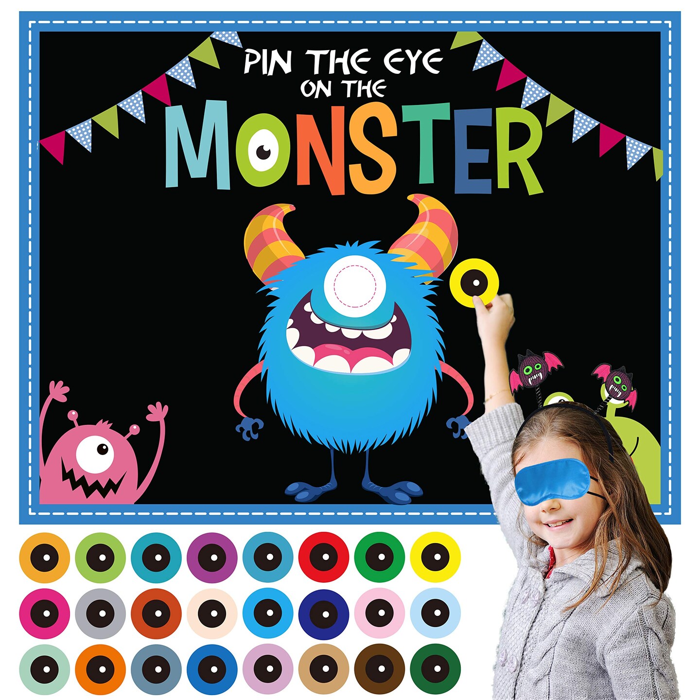 Happy Storm Halloween Party Games for Kids Pin The Eye on The Monster ...