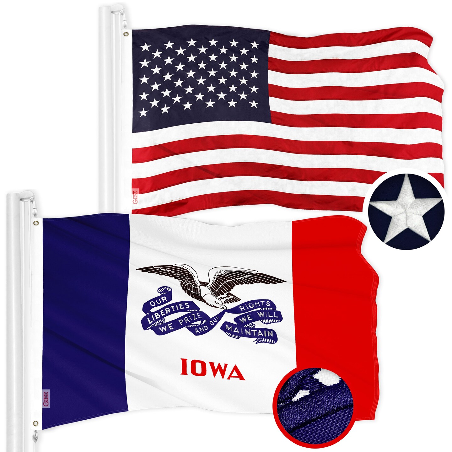 G128 Combo Pack: American USA Flag 3x5 Ft & Iowa IA Deluxe State Flag ...