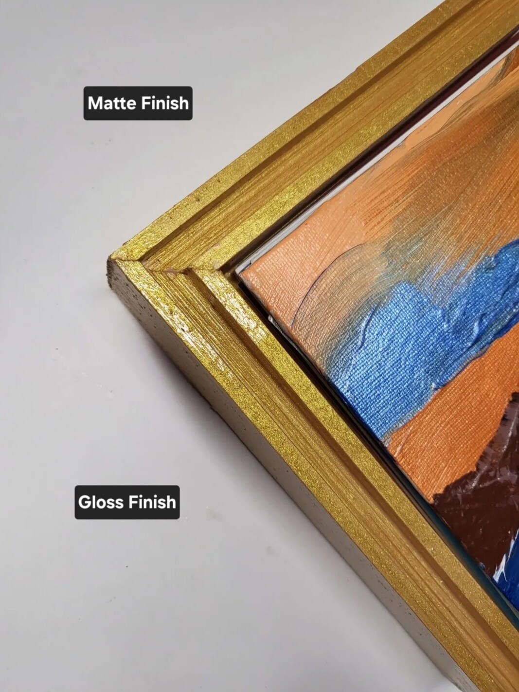 *Matte Gold* Thick Border Channel Canvas Floating Frame, Made-to-Order Canvas Frame, Solid Wood ...