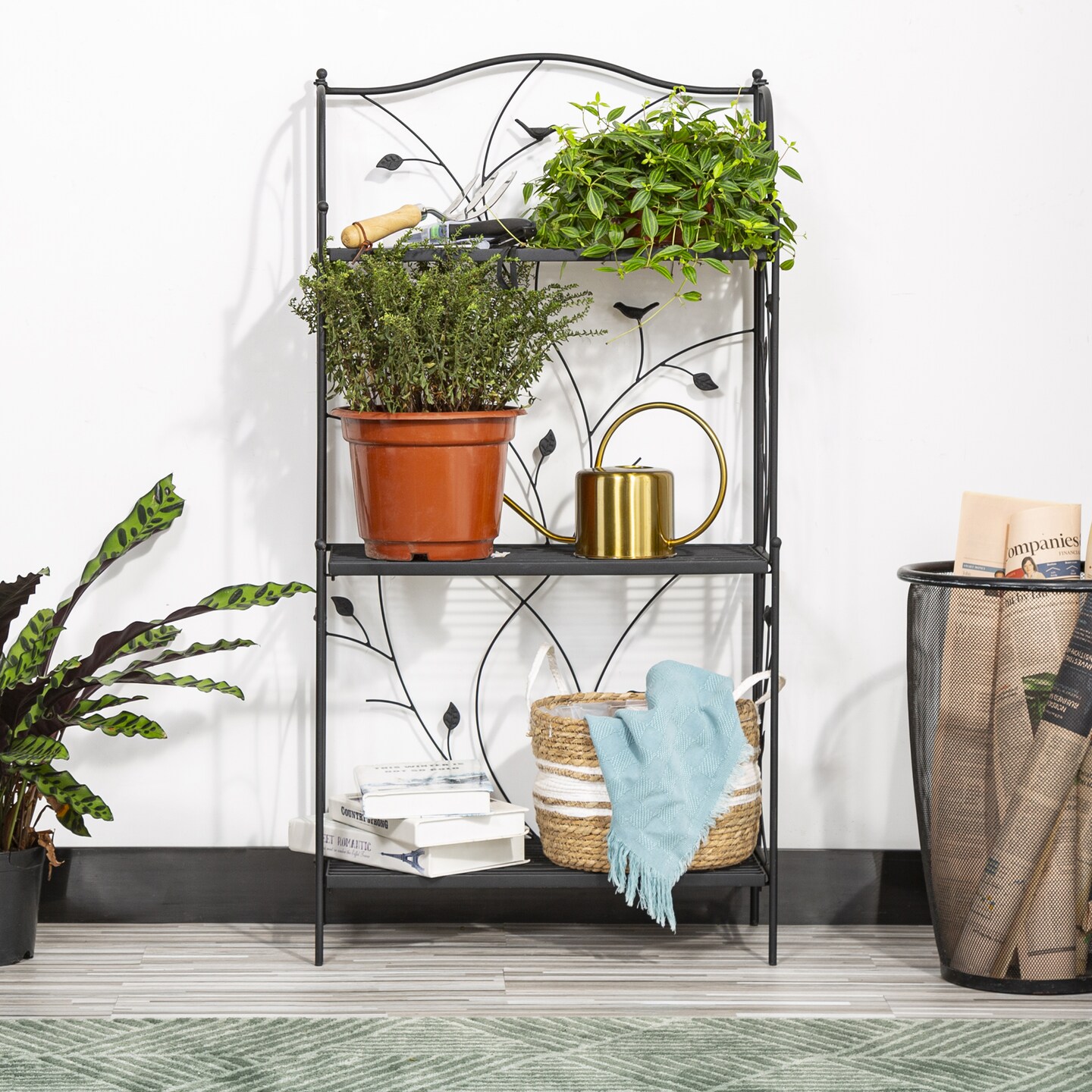 44.75"H Rectangular 3-Tiered Black Metal Shelf Plant Stand | Michaels