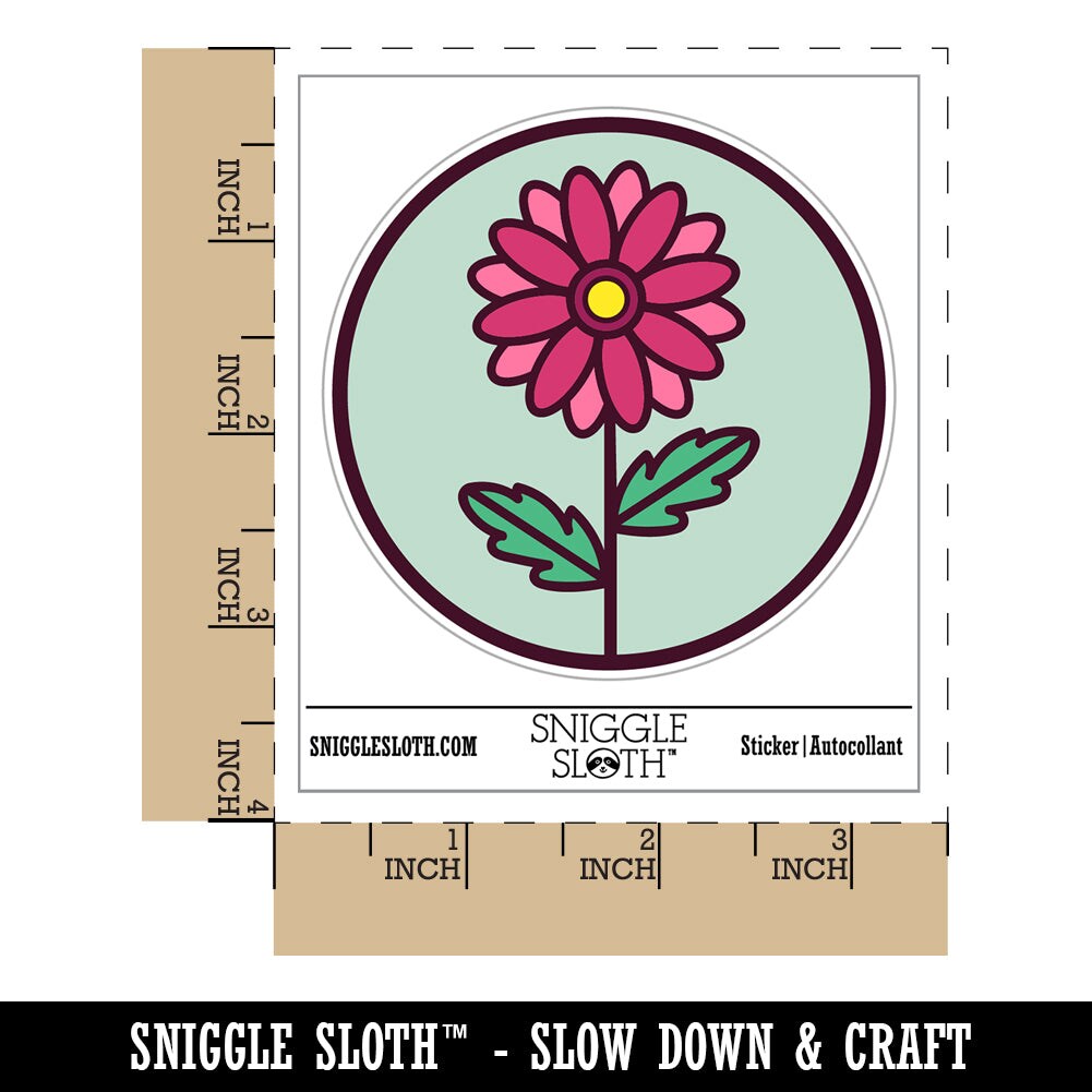 Mum Chrysanthemum Flower in Circle Waterproof Vinyl Phone Tablet Laptop ...