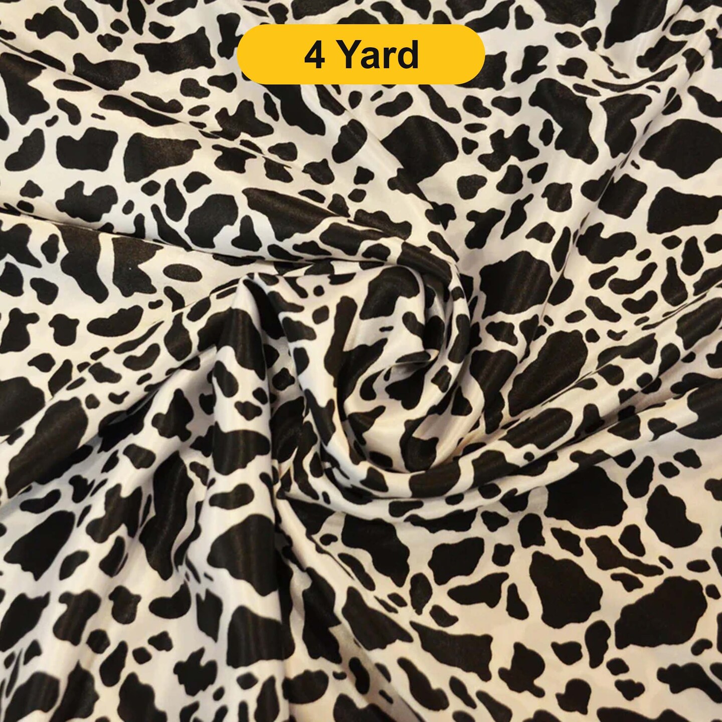 Small Black Cow Satin Print Fabric 60" Wide Black Calf Charmeuse Satin ...