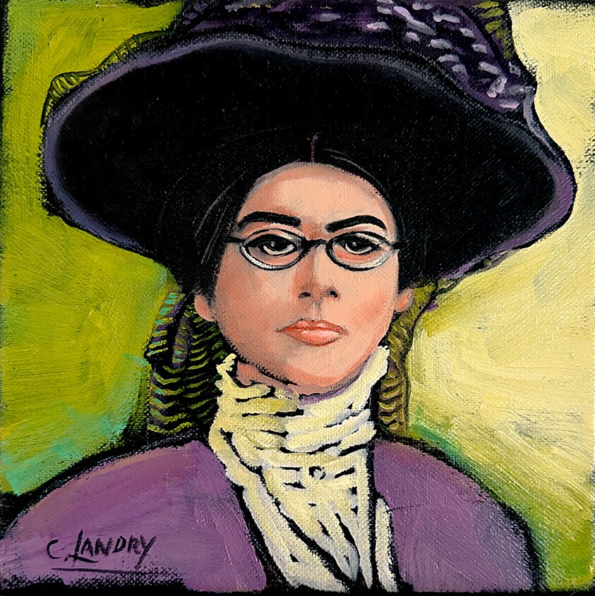 Vintage lady Original Oil Painting by Artist Carol Landry, 8"x 8" on a ...