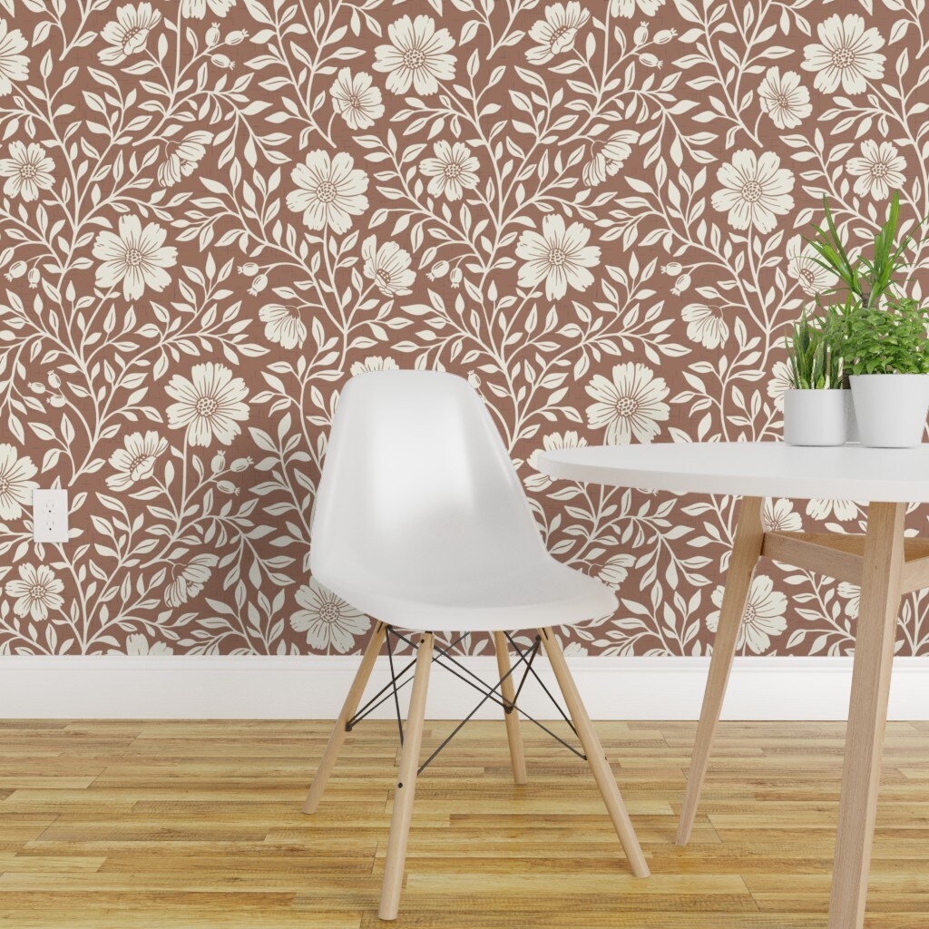 Peel & Stick Wallpaper 2FT Wide Rustic Farmhouse Floral Cottagecore ...