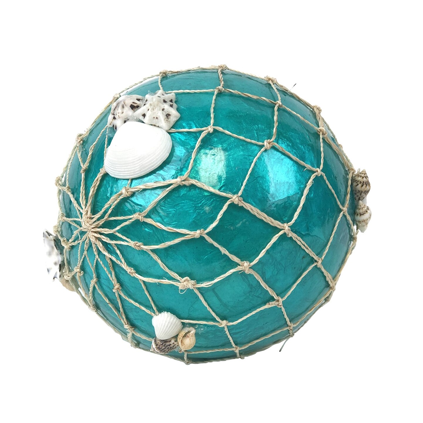 CAPIZ BALL with SHELLS & ABACA NET TEAL | Michaels