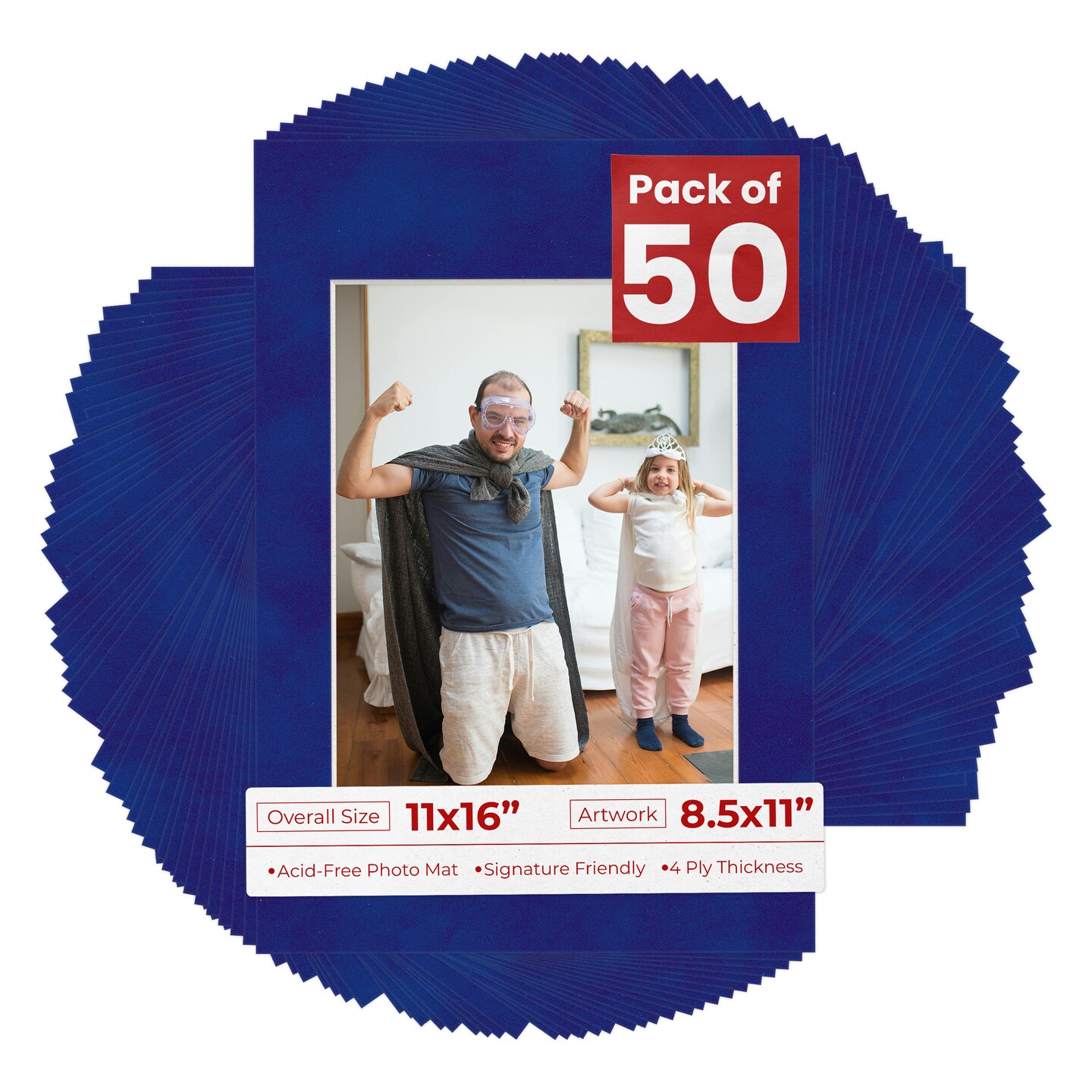 Royal Blue Suede Mat Board for 11x16 Frames - Fits 8.5x11 Photos, Color ...