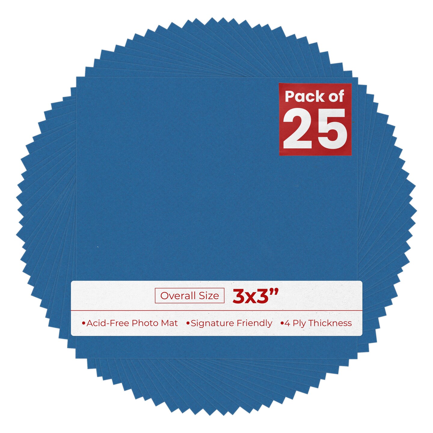 Royal Blue 3x3 Inch Uncut Mat Board - Blank Sheets, No Opening, Color ...
