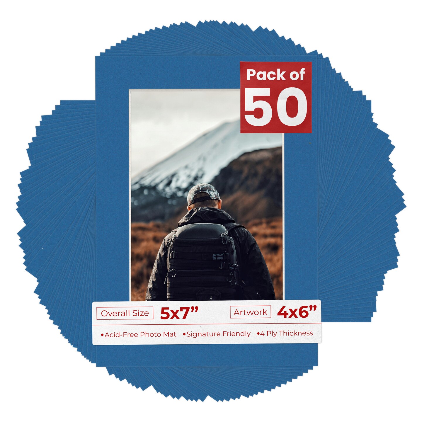 Royal Blue Mat Board for 5x7 Frames - Fits 4x6 Photos, Color: Blue ...