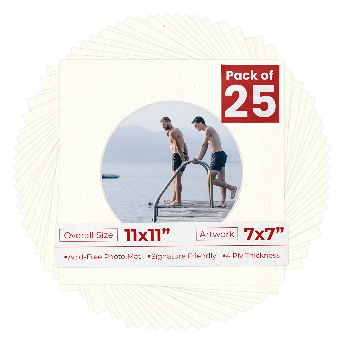 Beige Canvas Mat Board for 11x11 Frames - Circle Opening for 7x7 Photos ...