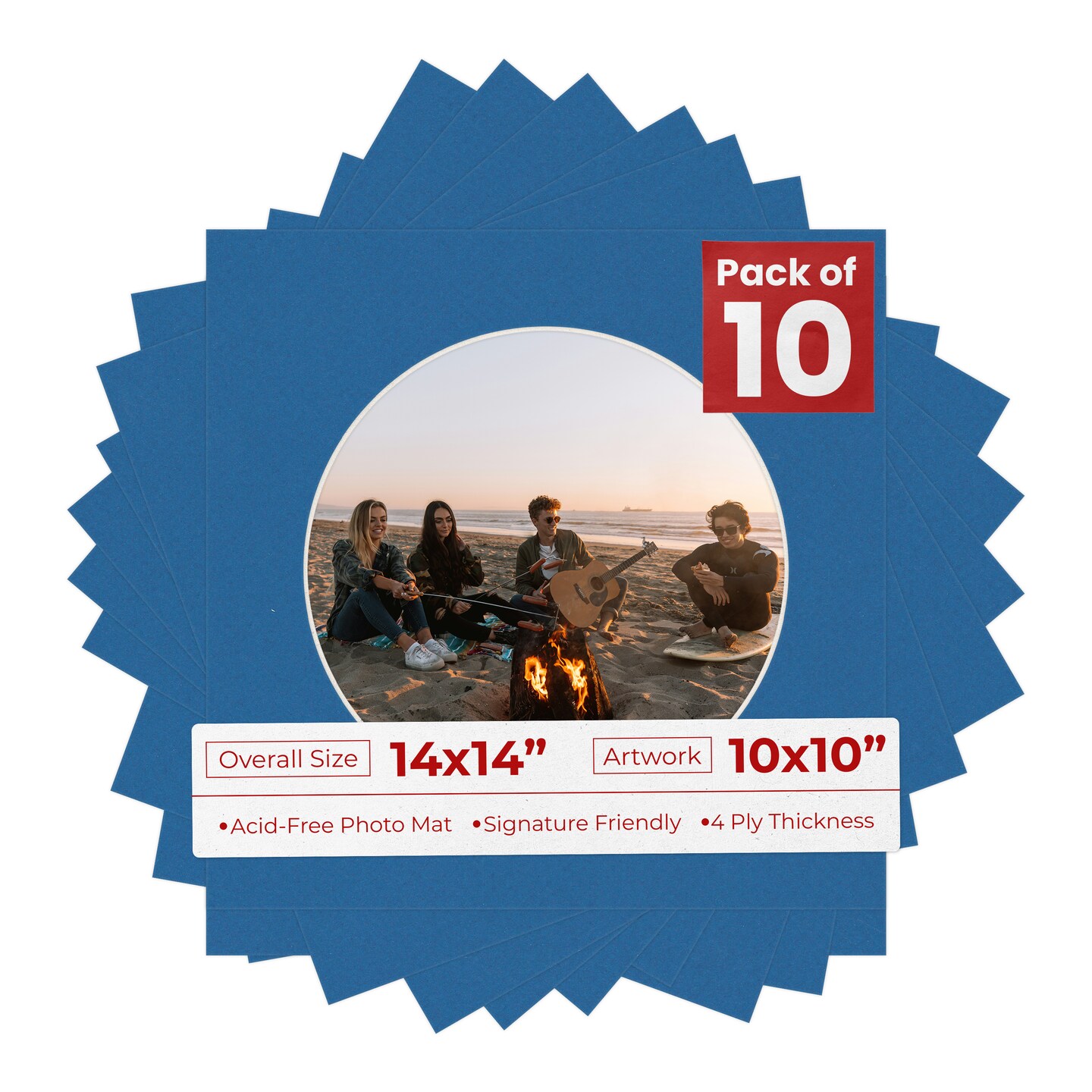 Royal Blue Mat Board for 14x14 Frames - Circle Opening for 10x10 Photos ...