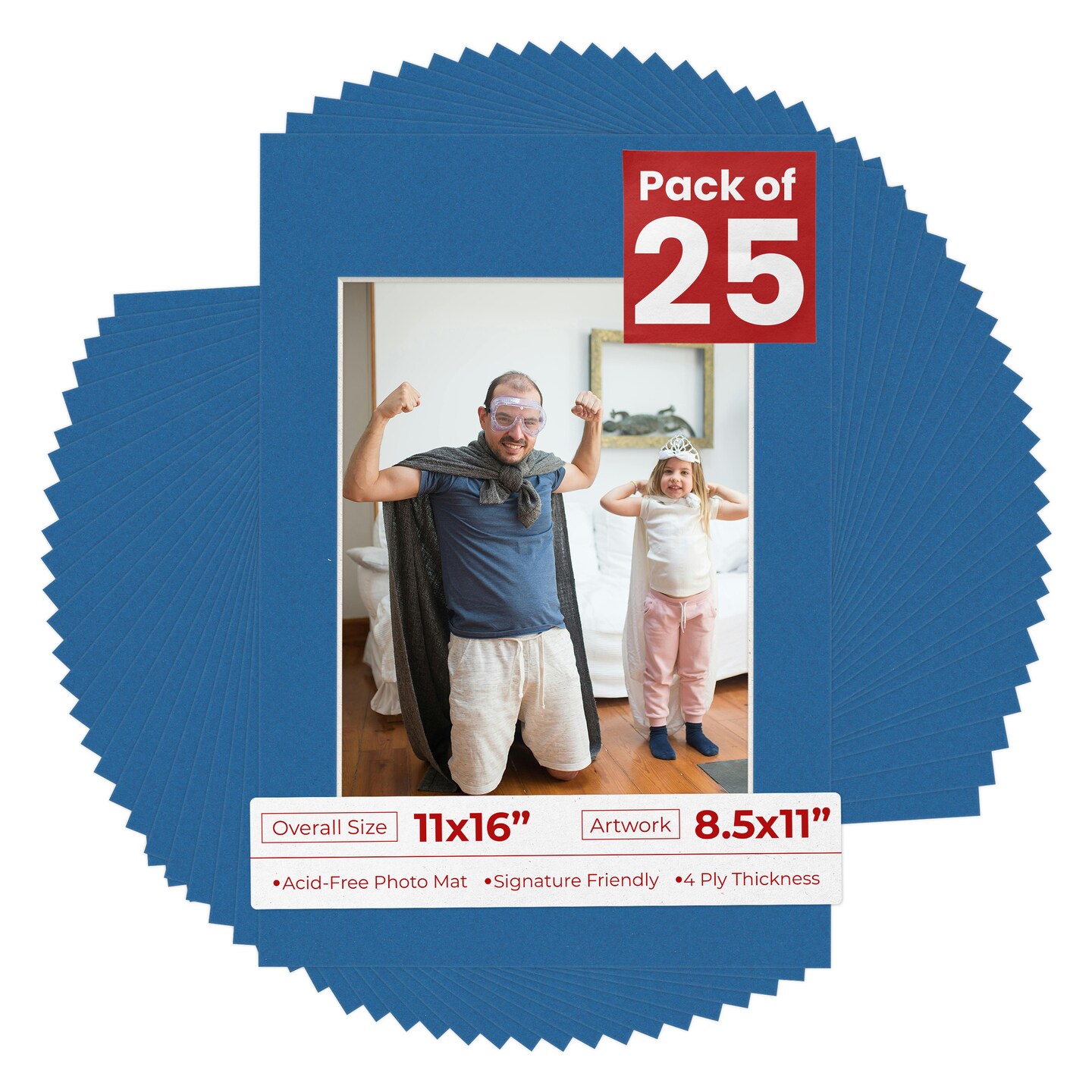 Royal Blue Mat Board for 11x16 Frames - Fits 8.5x11 Photos, Color: Blue ...