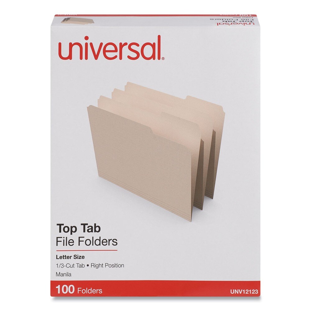 Universal 1/3-Cut Right Top Tab File Folders - Letter Size, Manila (100 ...