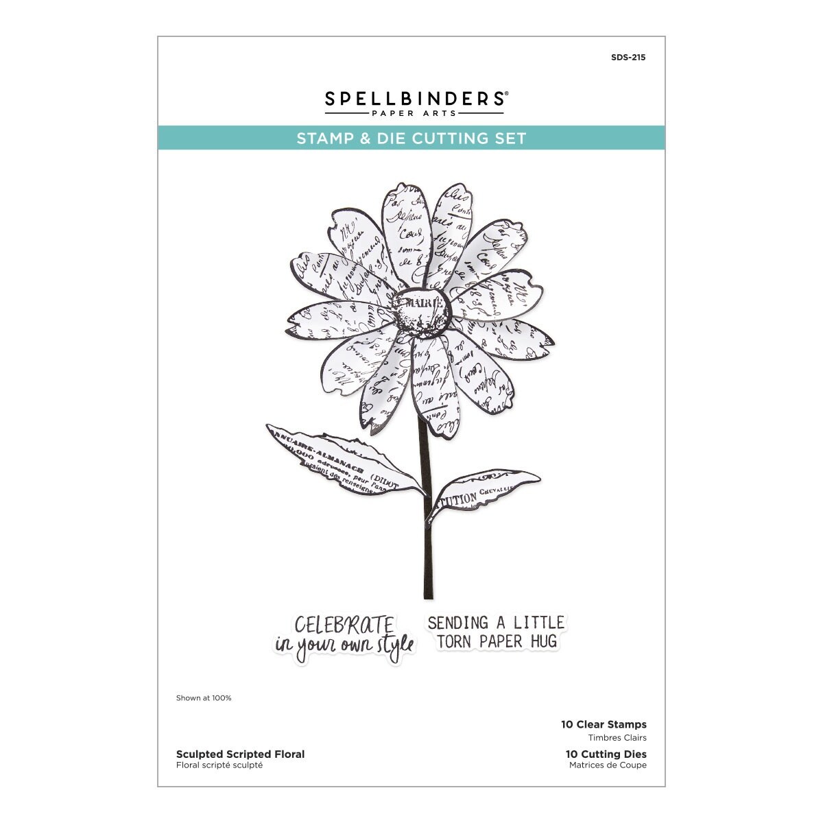 Spellbinders Clear Stamp & Die Set-Beautifully Imperfect, Scripted ...