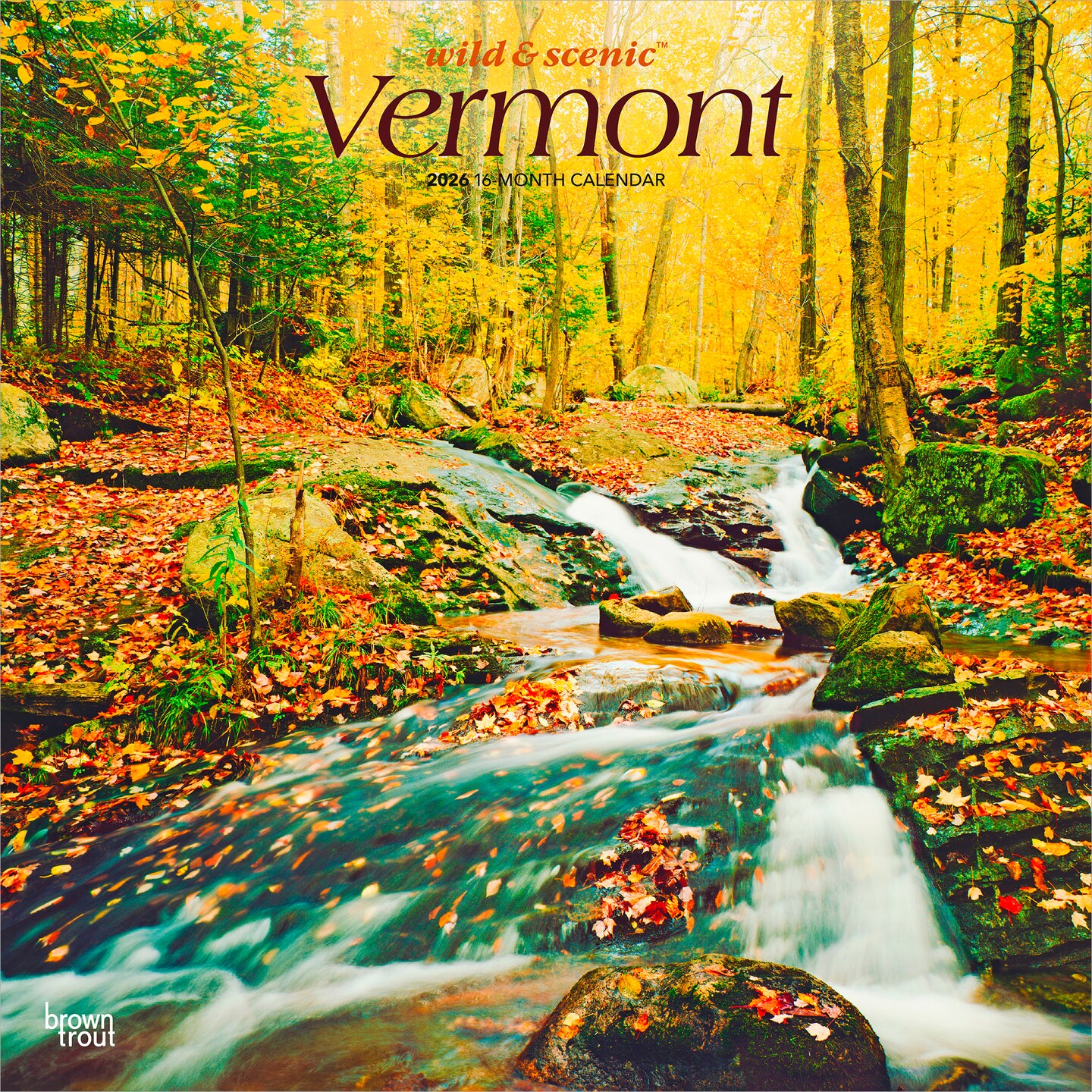 Vermont Wild & Scenic | 2026 12 x 24 Inch (Hanging) Monthly Square Wall ...