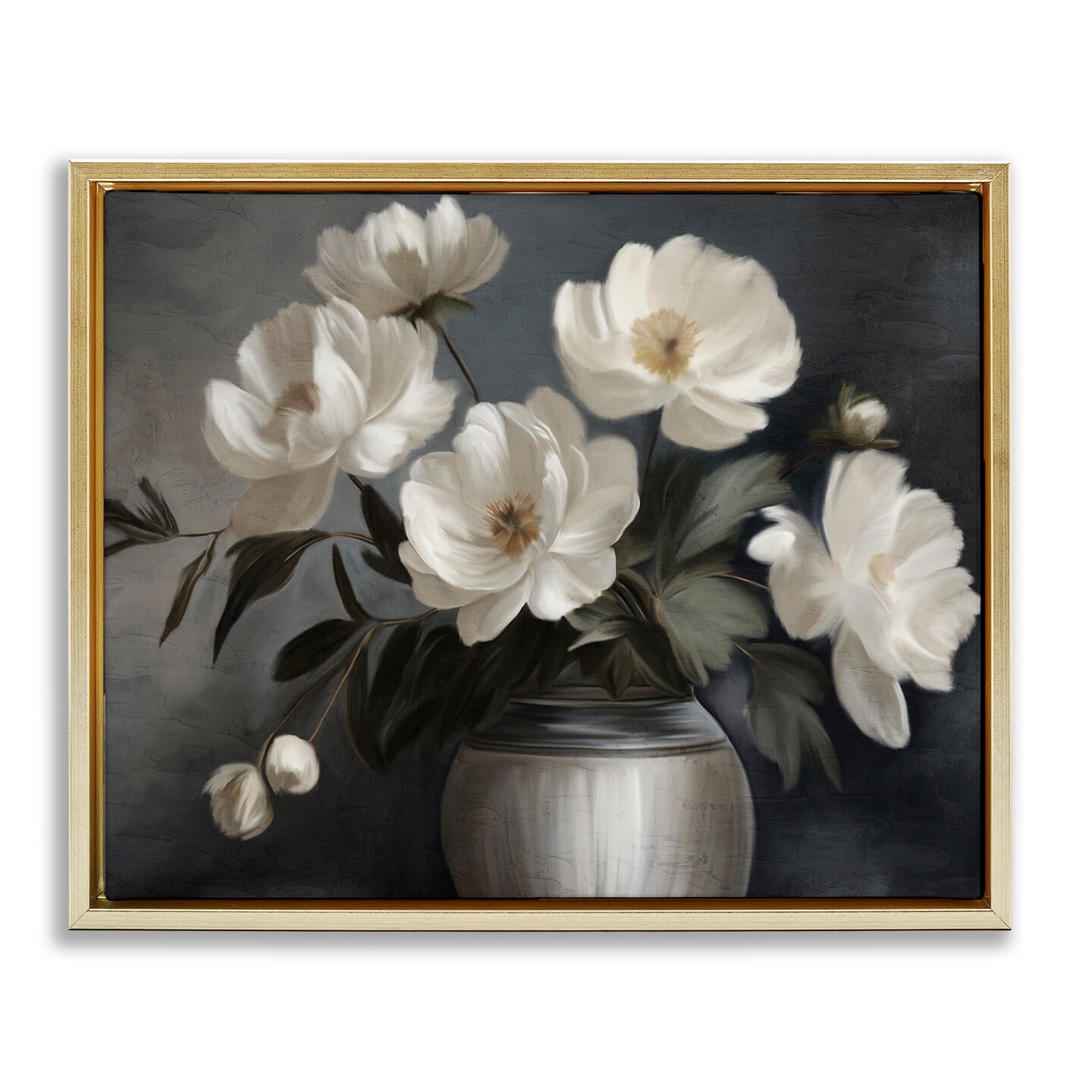 Stupell Industries Moody White Flower Vase Floating Frame By Kim Allen ...