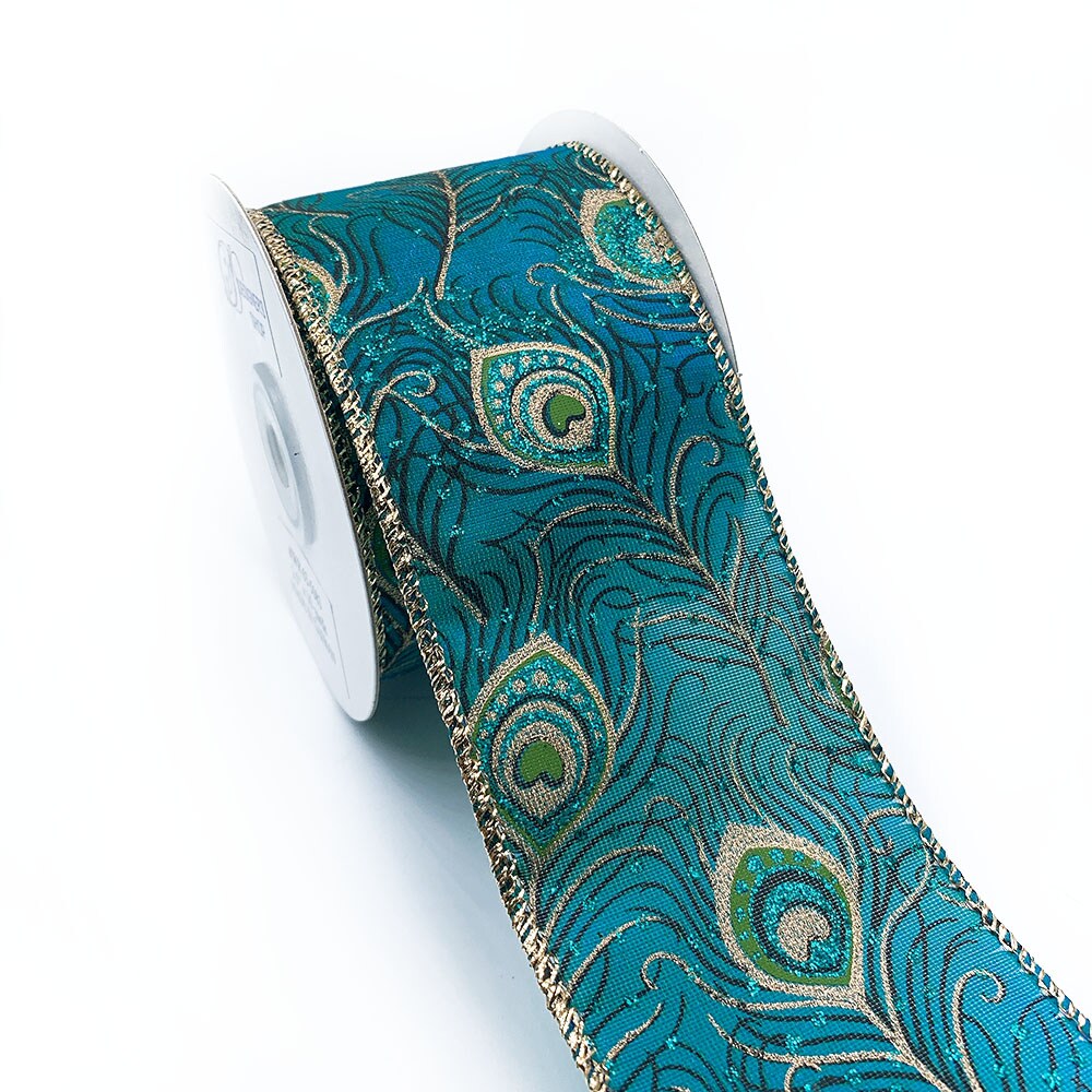 Designer's Shop WR 63-5083 Peacock Green Gold edge 2.5" wired edge ...