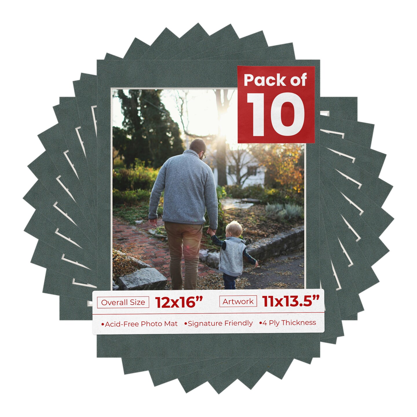 Dark Grey Suede Mat Board for 12x16 Frames - Fits 11x13.5 Photos, Color ...