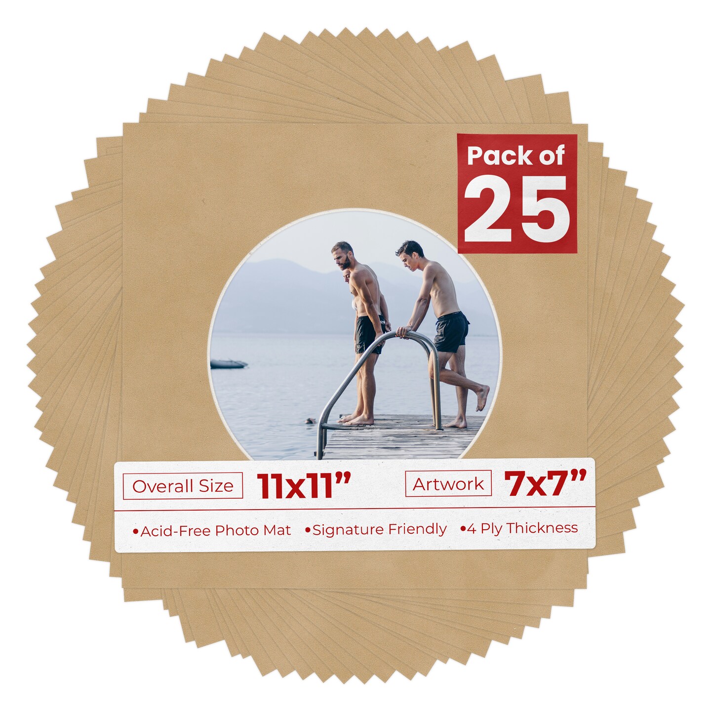 Beige Suede Mat Board for 11x11 Frames - Circle Opening for 7x7 Photos ...