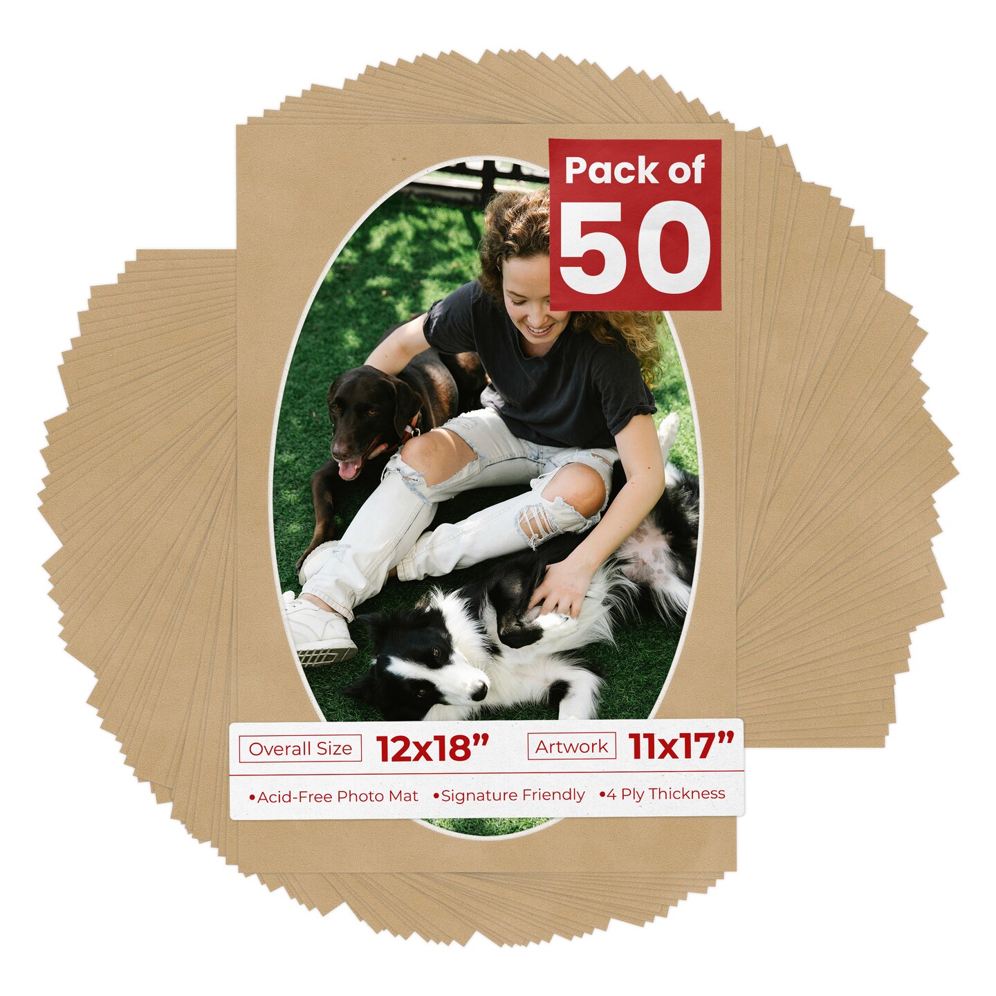 Beige Suede Mat Board for 12x18 Frames - Oval Opening for 11x17 Photos ...