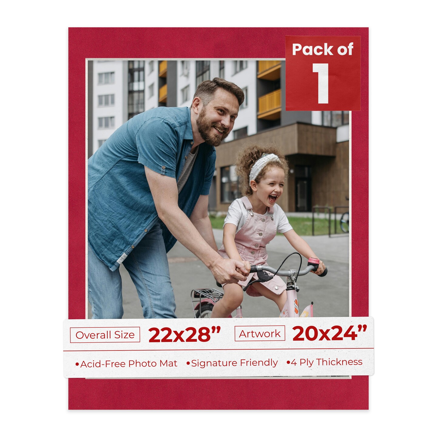 Red Suede Mat Board for 22x28 Frames - Fits 20x24 Photos, Color: Red ...