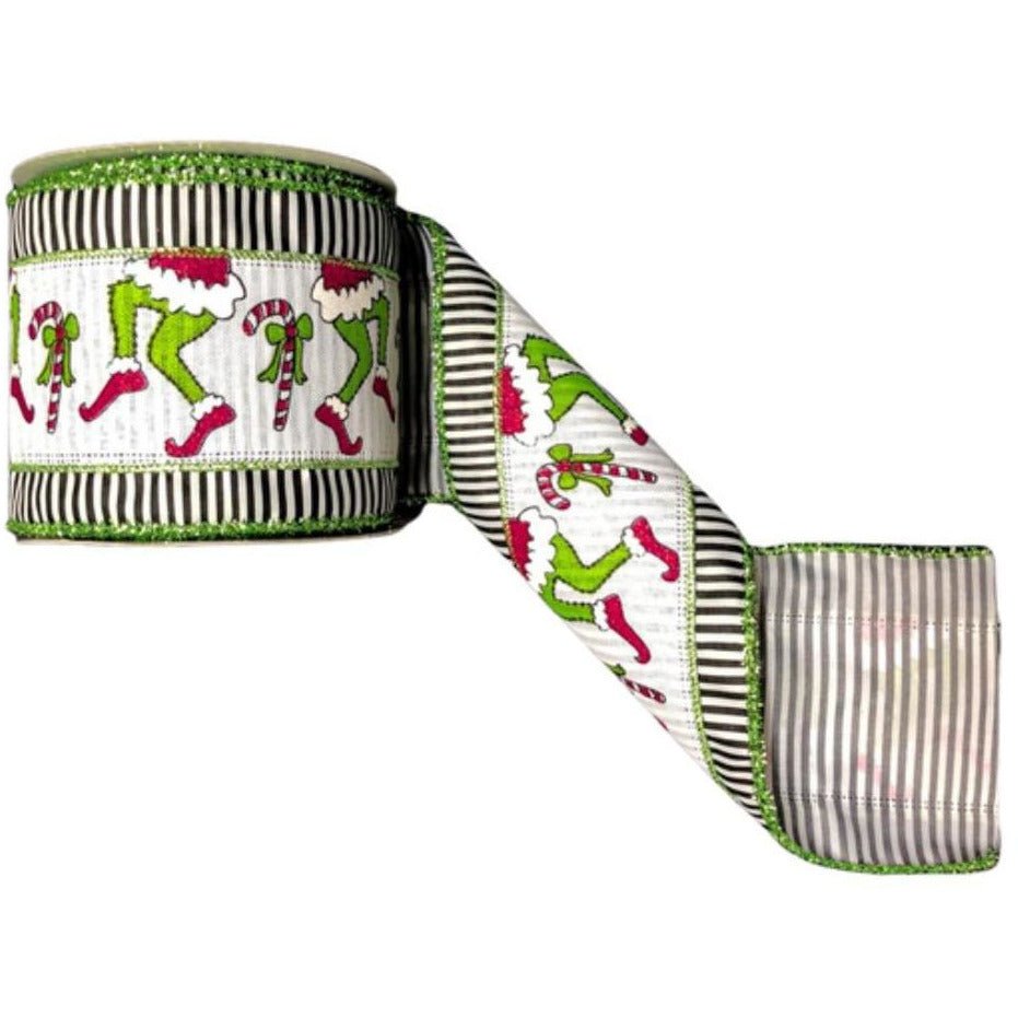 4" Green Monster Legs Ribbon: Black/White (10 Yards) | Michaels
