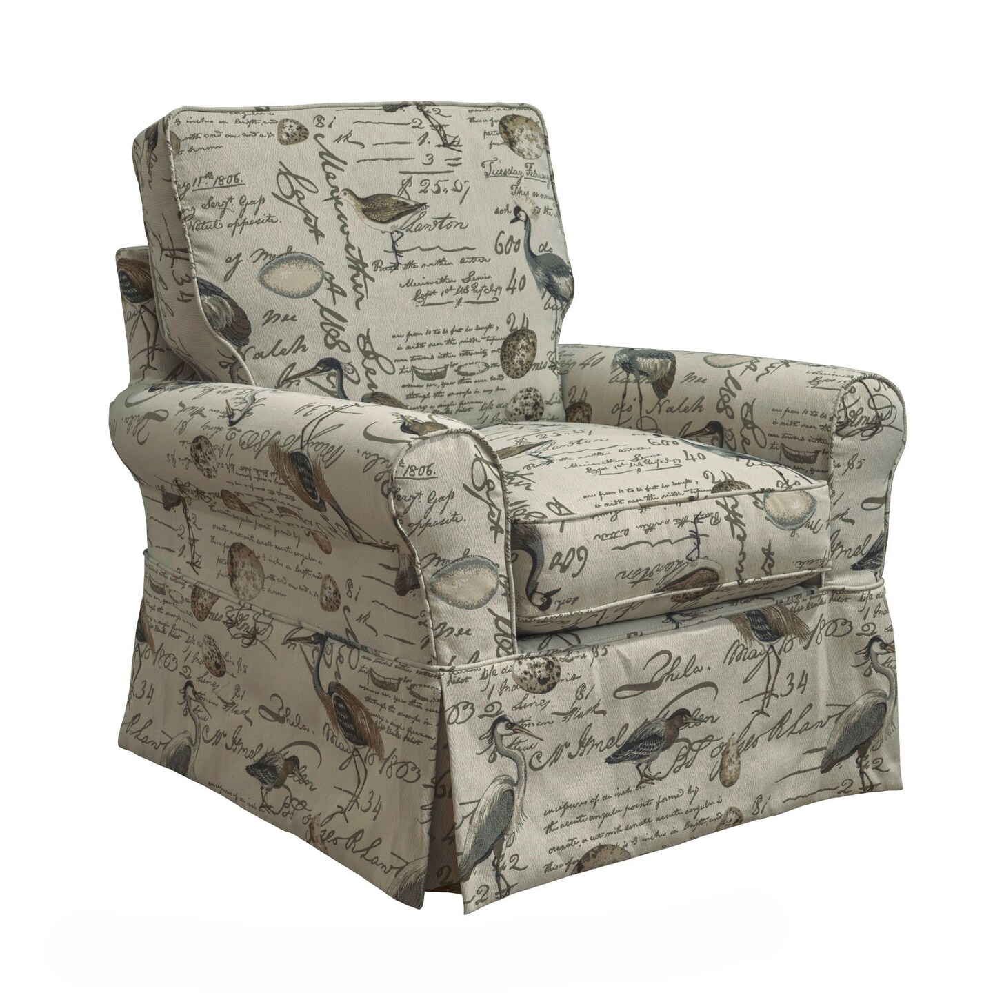 The Hamptons Collection Bird Script Horizon Box Cushion Chair Slipcover ...