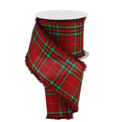 4" Wired Woven Plaid Holiday Ribbon - Red, Green, Black, Gold - Perfect ...