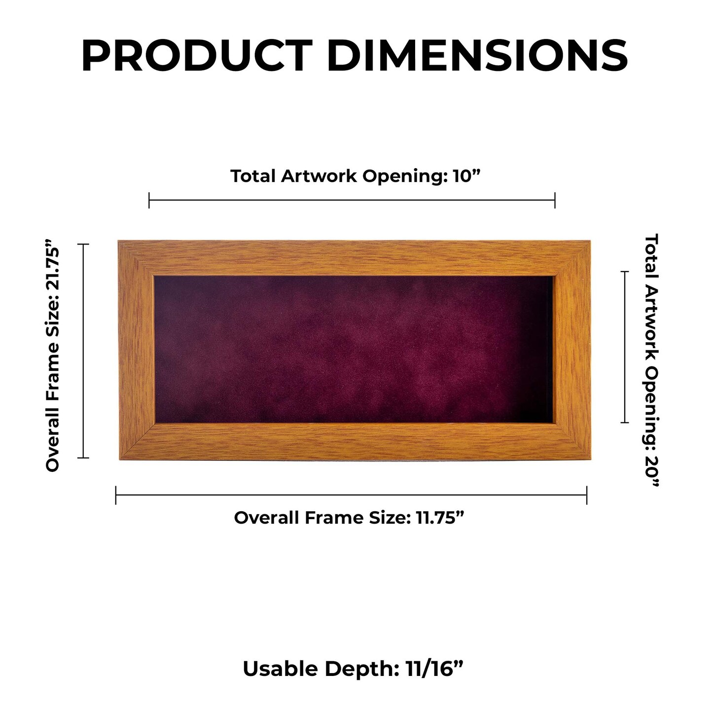 Warm Honey Brown Wood Shadow Box Frame with Acrylic Front - Dark Red ...