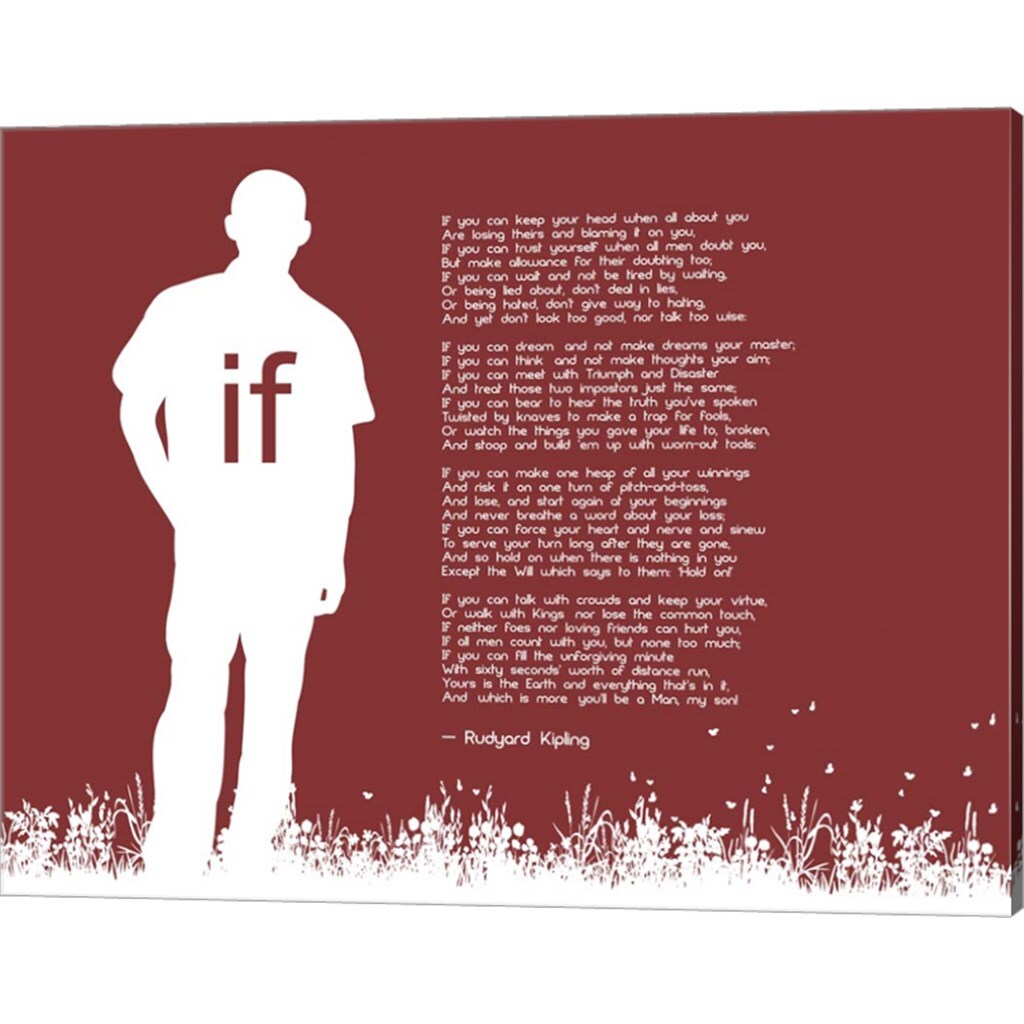 If by Rudyard Kipling - Man Silhouette Red by Quote Master 20" x 16 ...