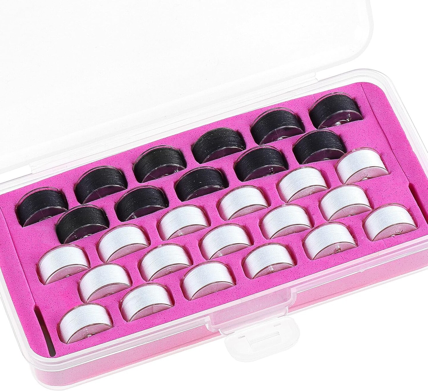 28Pcs Assorted Colors 60S/2 (90WT) Prewound Bobbin Thread Plastic Size ...