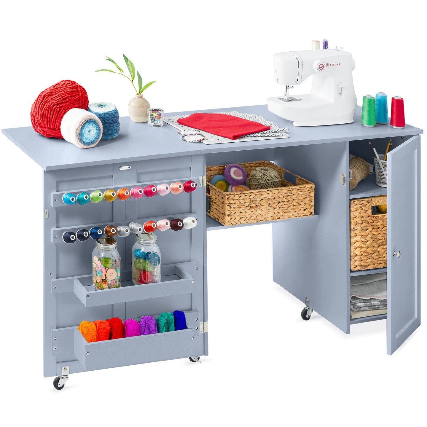 Large sewing table with storage store