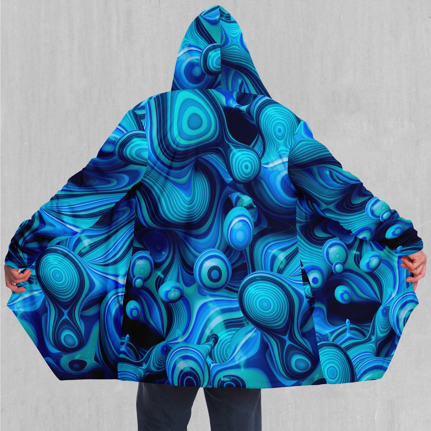 Aqua Pool Psychedelic EDM Rave Festival Sherpa Lined Hooded Cloak ...
