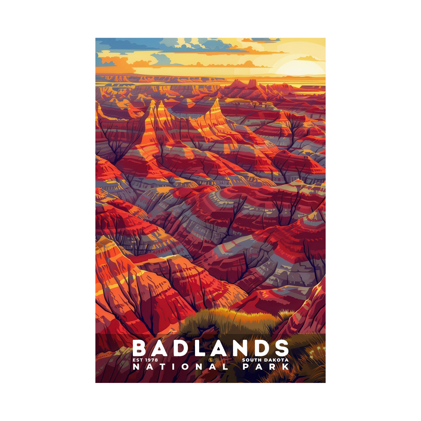 Badlands National Park Poster, Travel Art, Office Poster, Home Decor ...