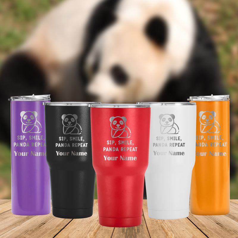 Custom Name Sip, Smile, Panda, Repeat Tumbler, Panda Travel Cup ...