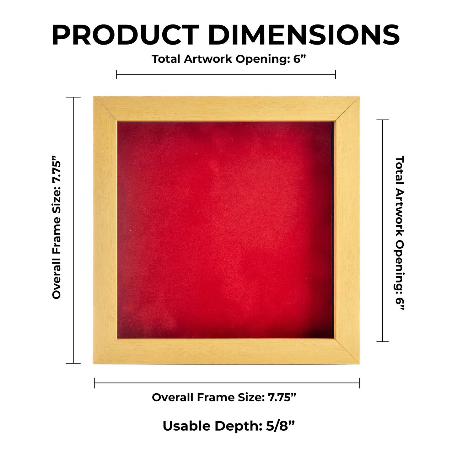 Classic Natural Wood Shadow Box Frame with Acrylic Front - Red Suede ...