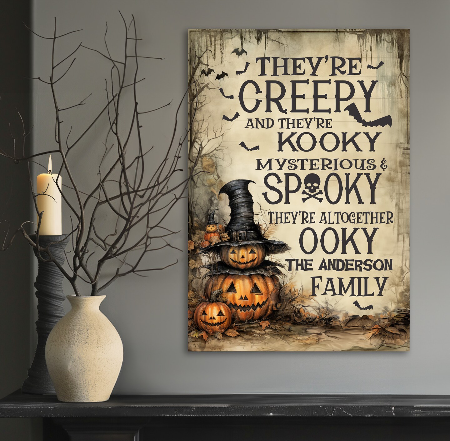 Personalized Spooky Family Decor, Halloween Family Name Sign, Creepy ...