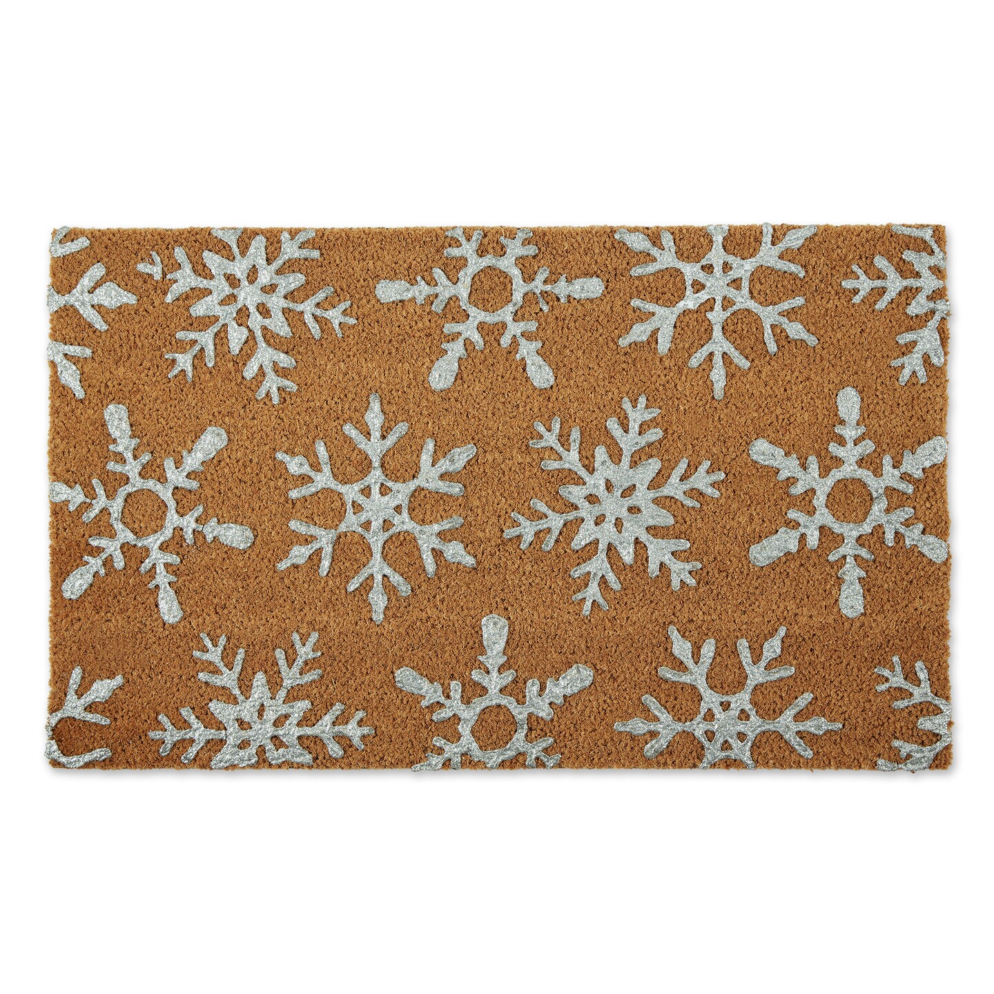 Contemporary Home Living Snowflakes Glitter Rectangular Coir Doormat ...